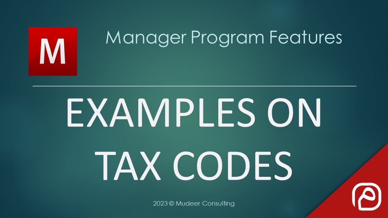 Manager.io Guides: 45 Examples on Tax Codes - YouTube