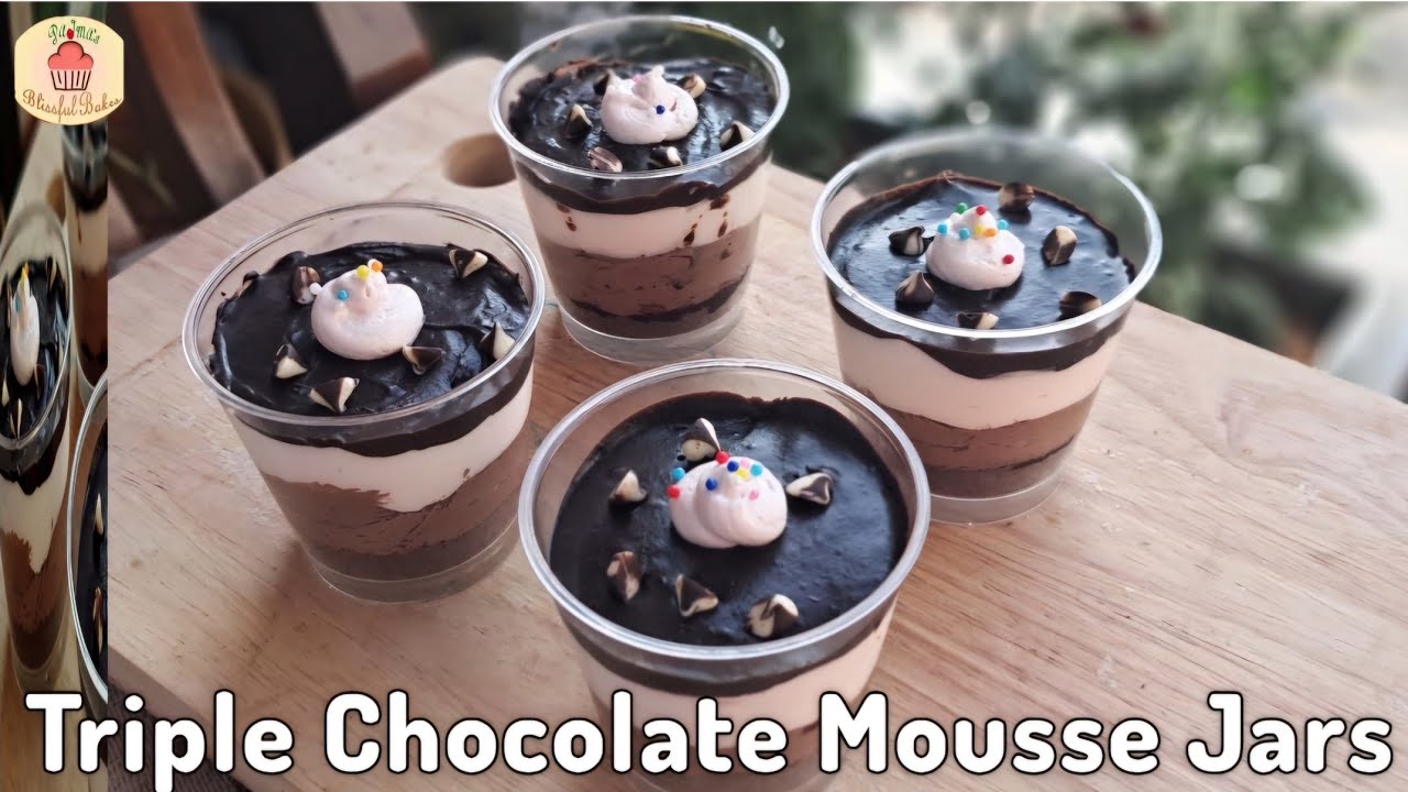 Easy Quick Triple Chocolate Mousse in jars recipe - Eggless Rich Choco ...