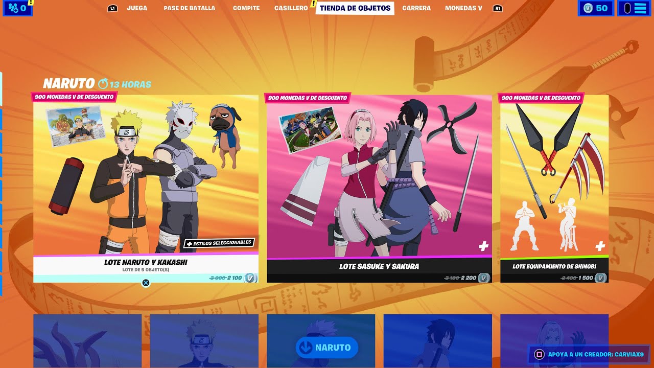 TODAS LAS SKINS DE NARUTO EN FORTNITE - FORTNITE X NARUTO SHIPPUDEN ...
