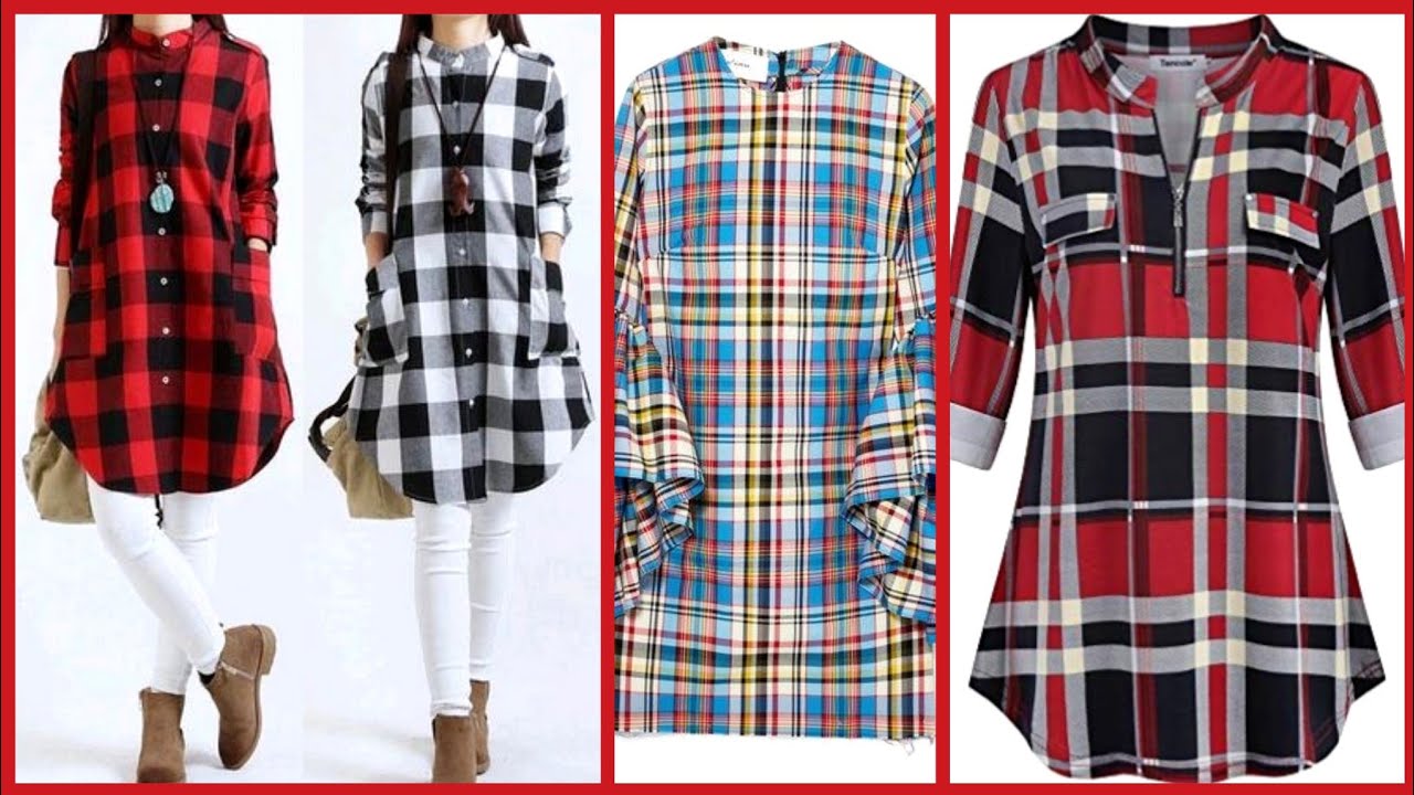 Stylish And Trendy Cotton Check print blouse,shirt,top design designer ...