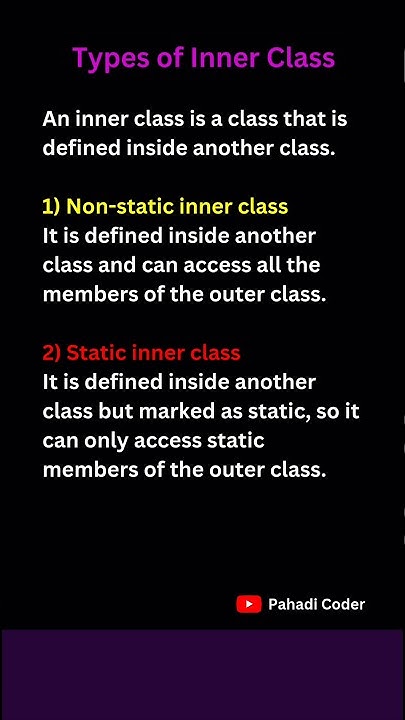Types of Inner Class | Java Interview Question 31 | Pahadi Coder - YouTube