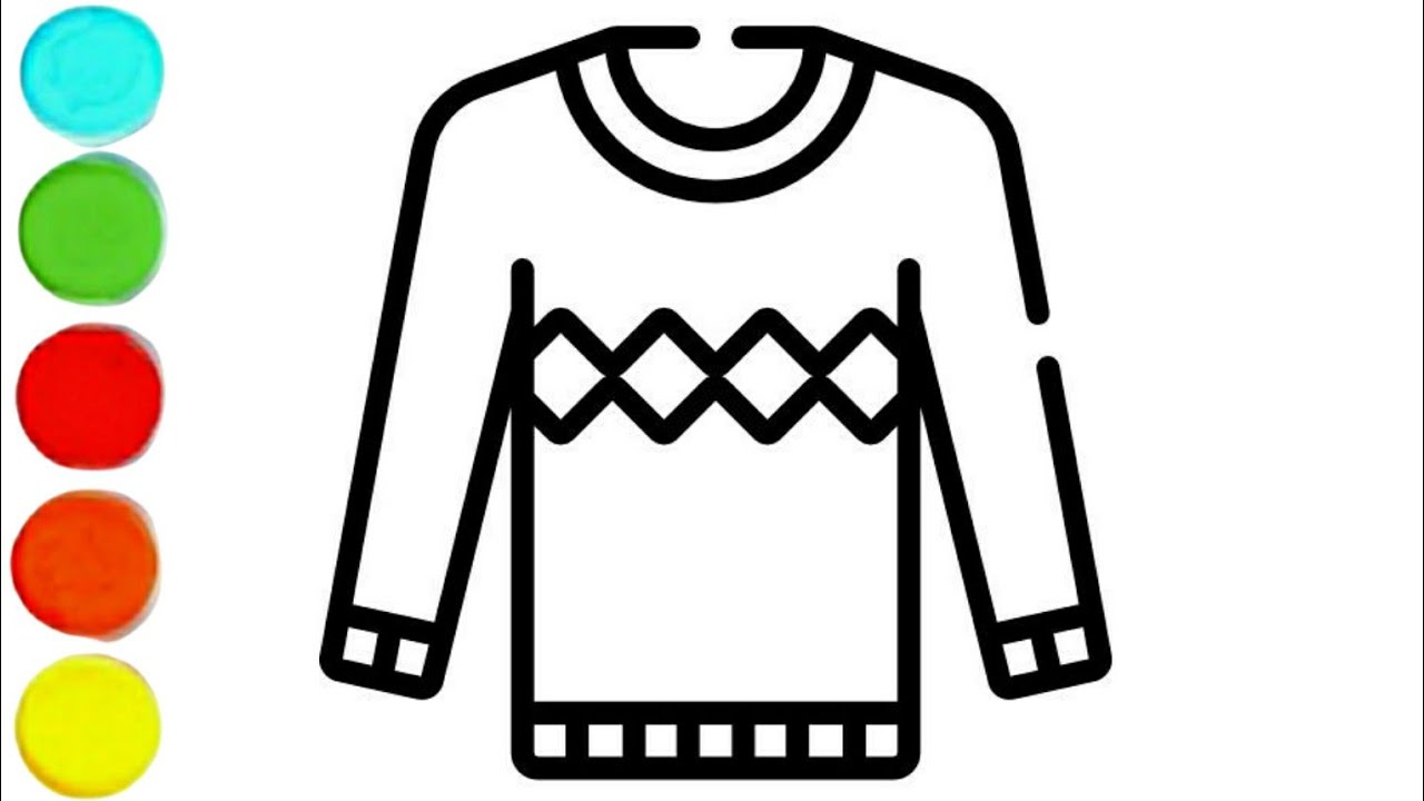 Sweater Drawing,painting and coloring for kids| how to draw sweater ...