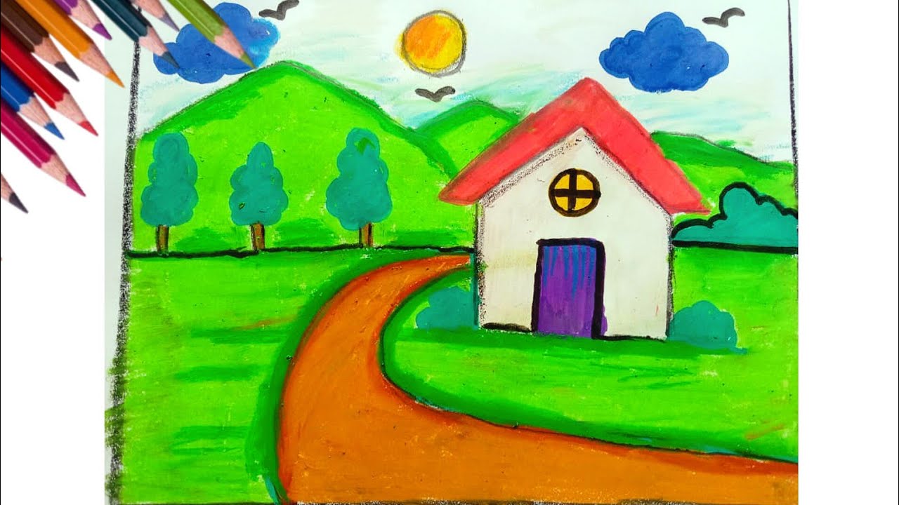 How to draw landscape scenery step by step || Scenery drawing very eazy ...