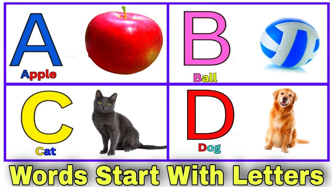 Words Start With Alphabetic Letters A To K | Vocabulary for kids ...