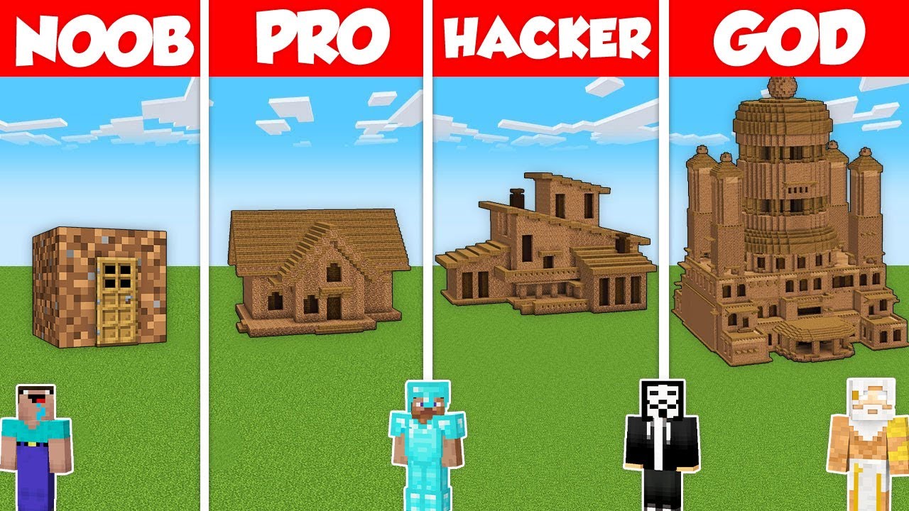 DIRT POOR BASE HOUSE BUILD CHALLENGE - Minecraft Battle: NOOB vs PRO vs ...