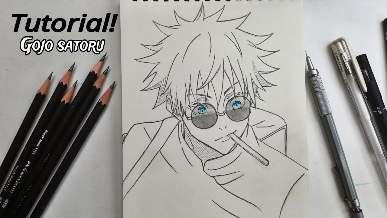 How To Draw Gojo Satoru With Glasses || Step by Step Easy Pencil Sketch ...