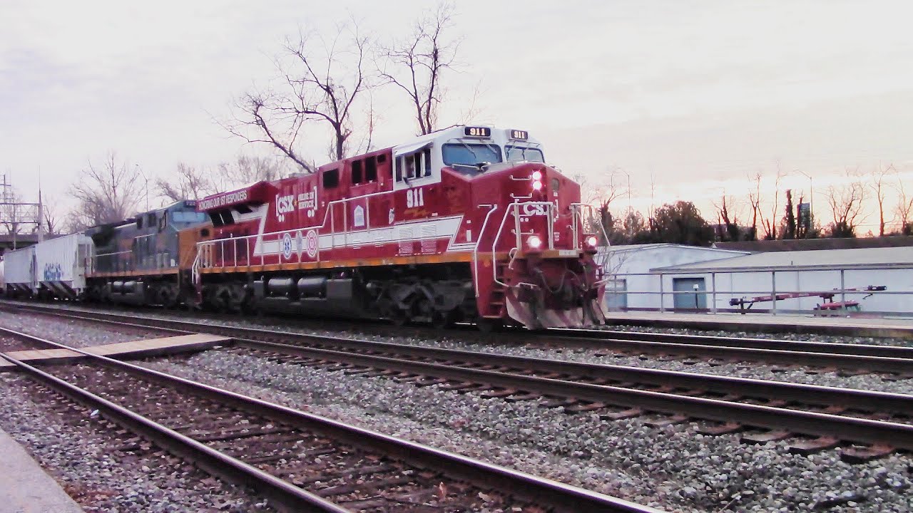 [4K] 2-12-22 CSX 911 Honoring Our 1st Responders Spirit Engine leads ...