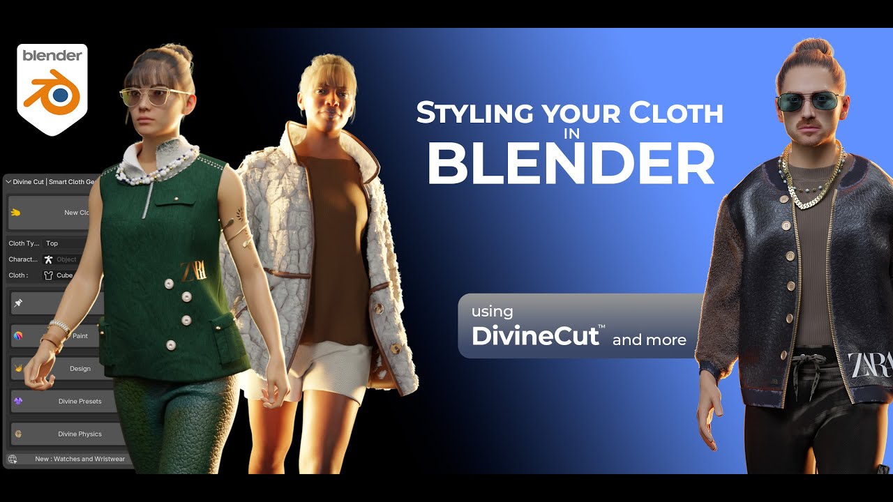 How to Style and Accessorise your Clothes in Blender using DivineCut ...