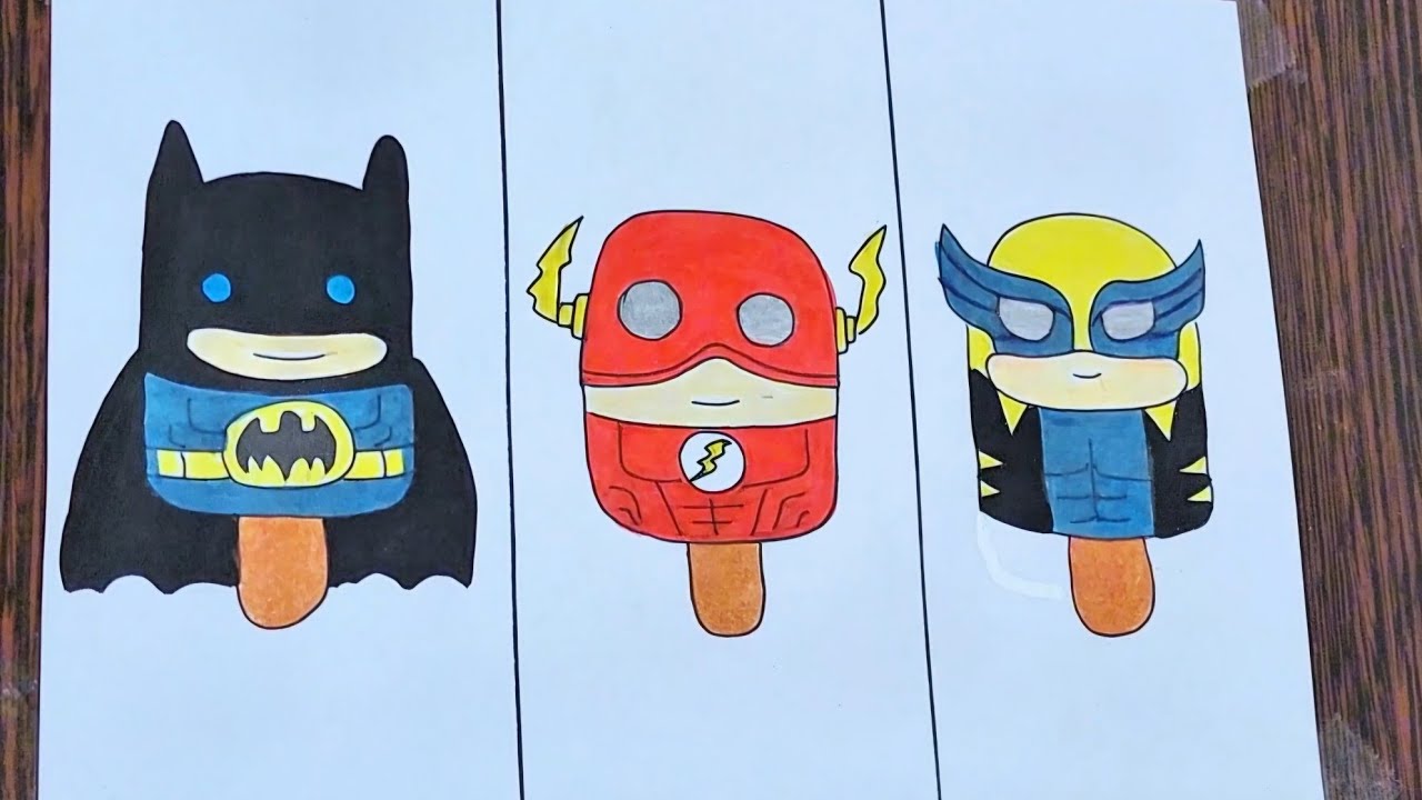 Batman, Flash & Wolverine In Ice Cream Style | Easy Challenge For ...