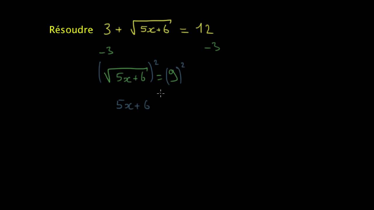 Un troisième exemple d'équation irrationnelle - YouTube