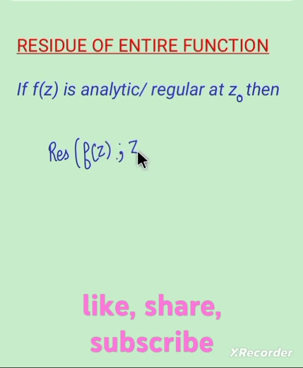 Residue of entire function #complexanalysis - YouTube