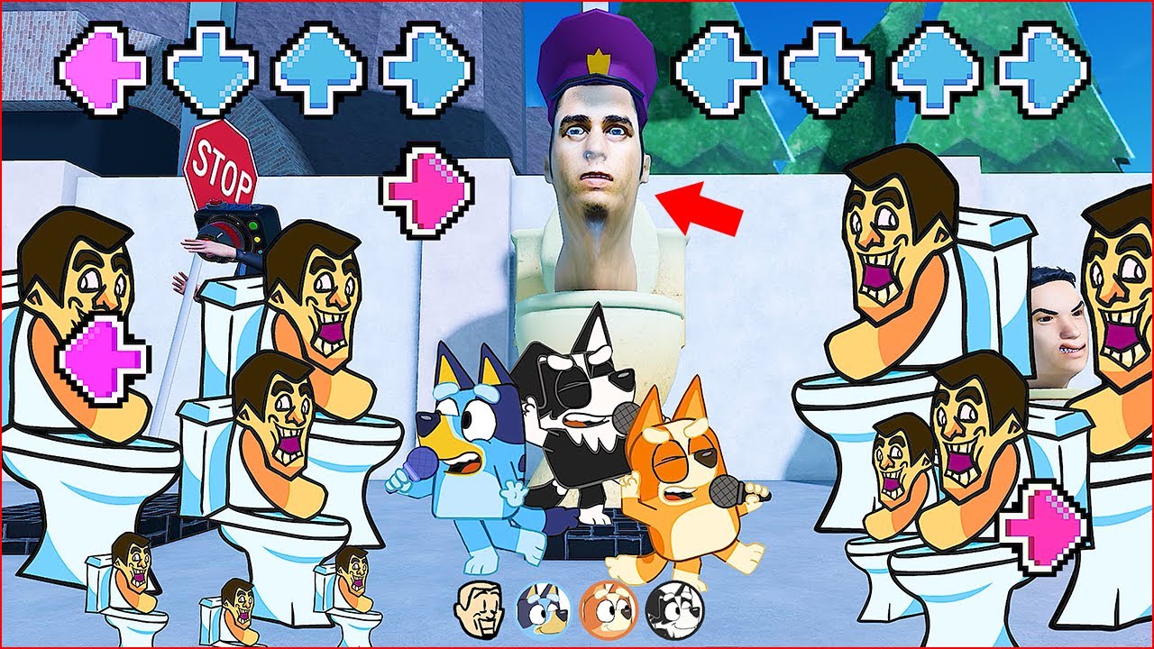 FNF Can Can Bluey, Bingo & Mackenzie VS 10 skibidi toilet (4K 60 fps ...