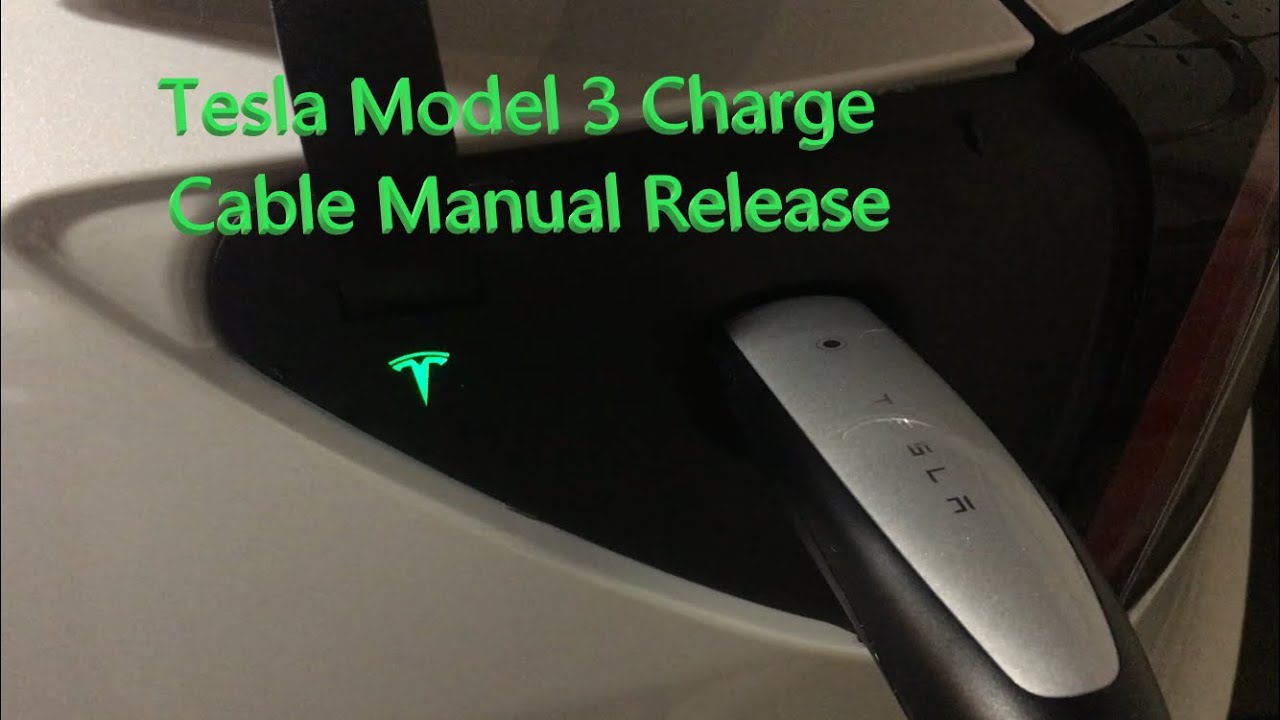Tesla Model 3 charge cable emergency release - YouTube
