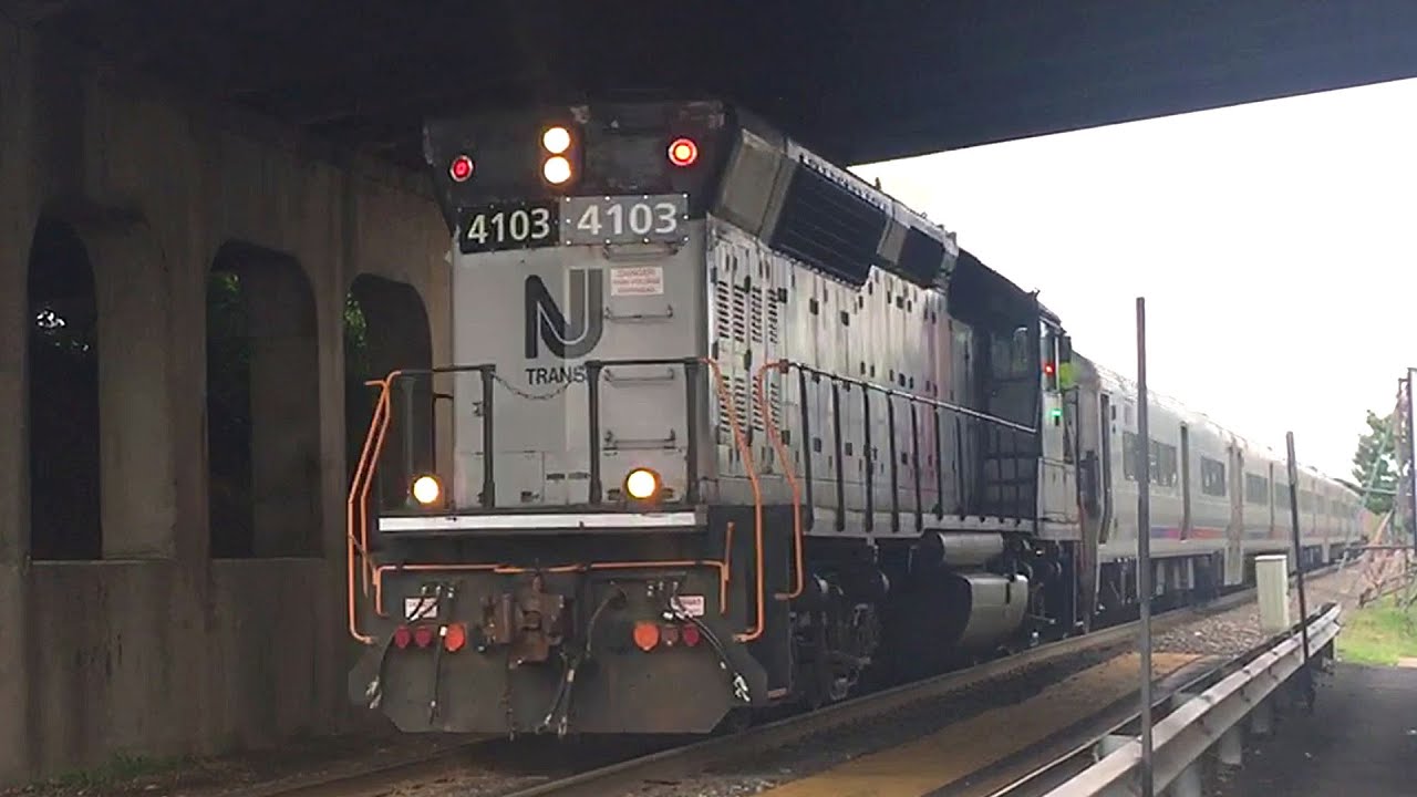 Rare NJ Transit 4103 Running Long Hood Forward Towing a Broken Down Train and More - YouTube