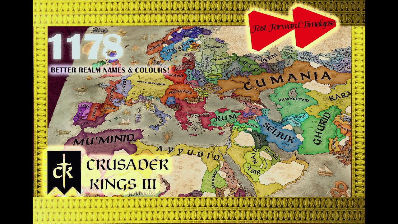 CK3 Timelapse | Better Realm Colours & Titles | 1178 Start Date Crusader Kings - YouTube