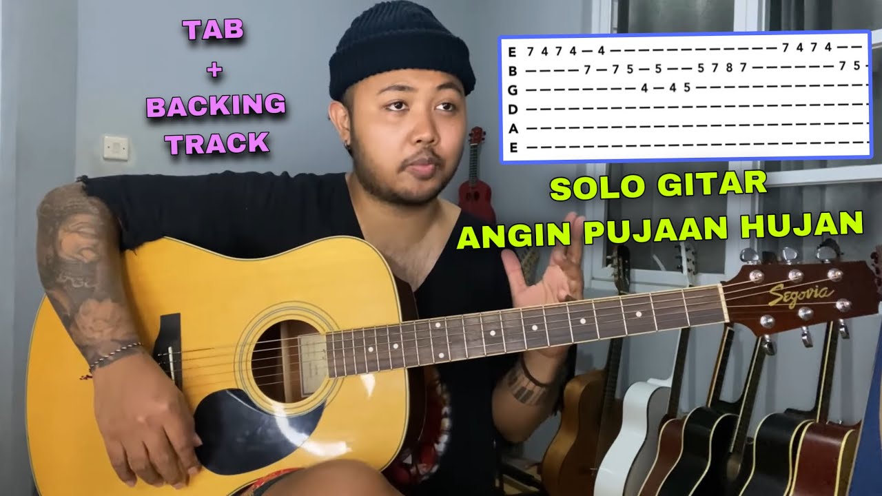 Tutorial Melodi Gitar + Tab + Backing Track (Angin Pujaan Hujan ...