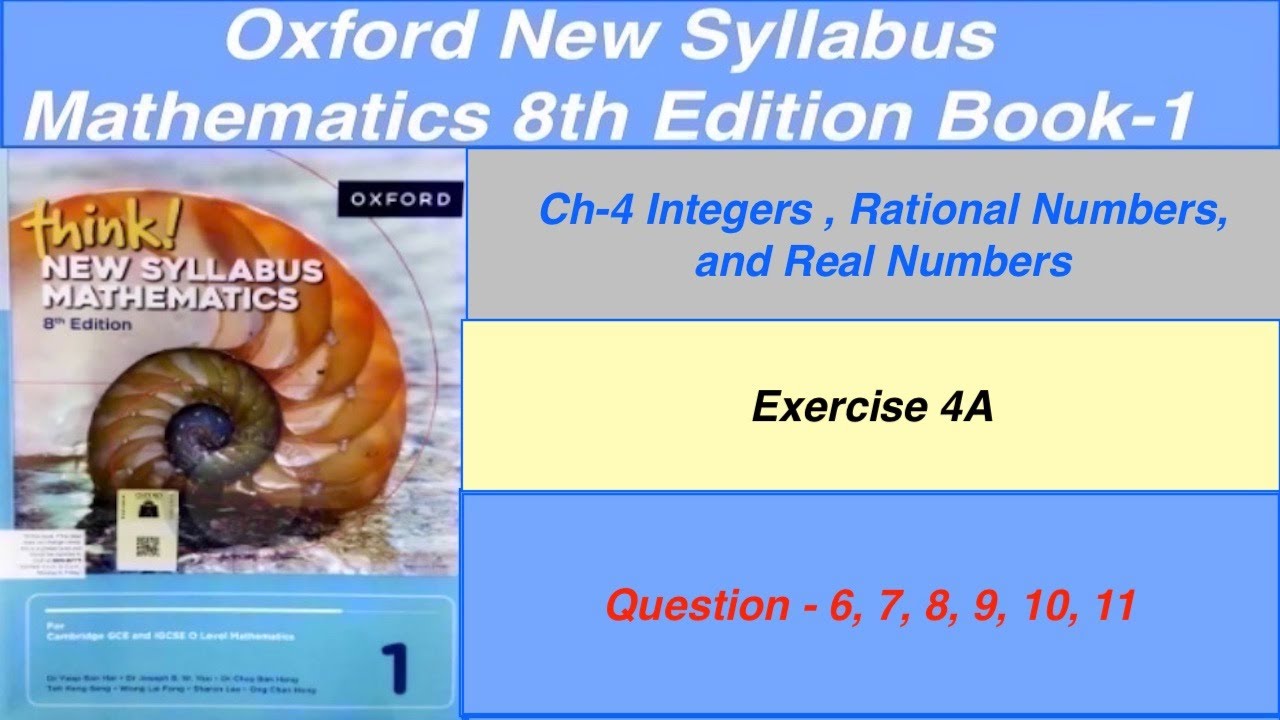 Exercise 4A Question- 6, 7, 8, 9,10,11 Oxford New Syllabus Mathematics 8th edition Book 1 | EX ...