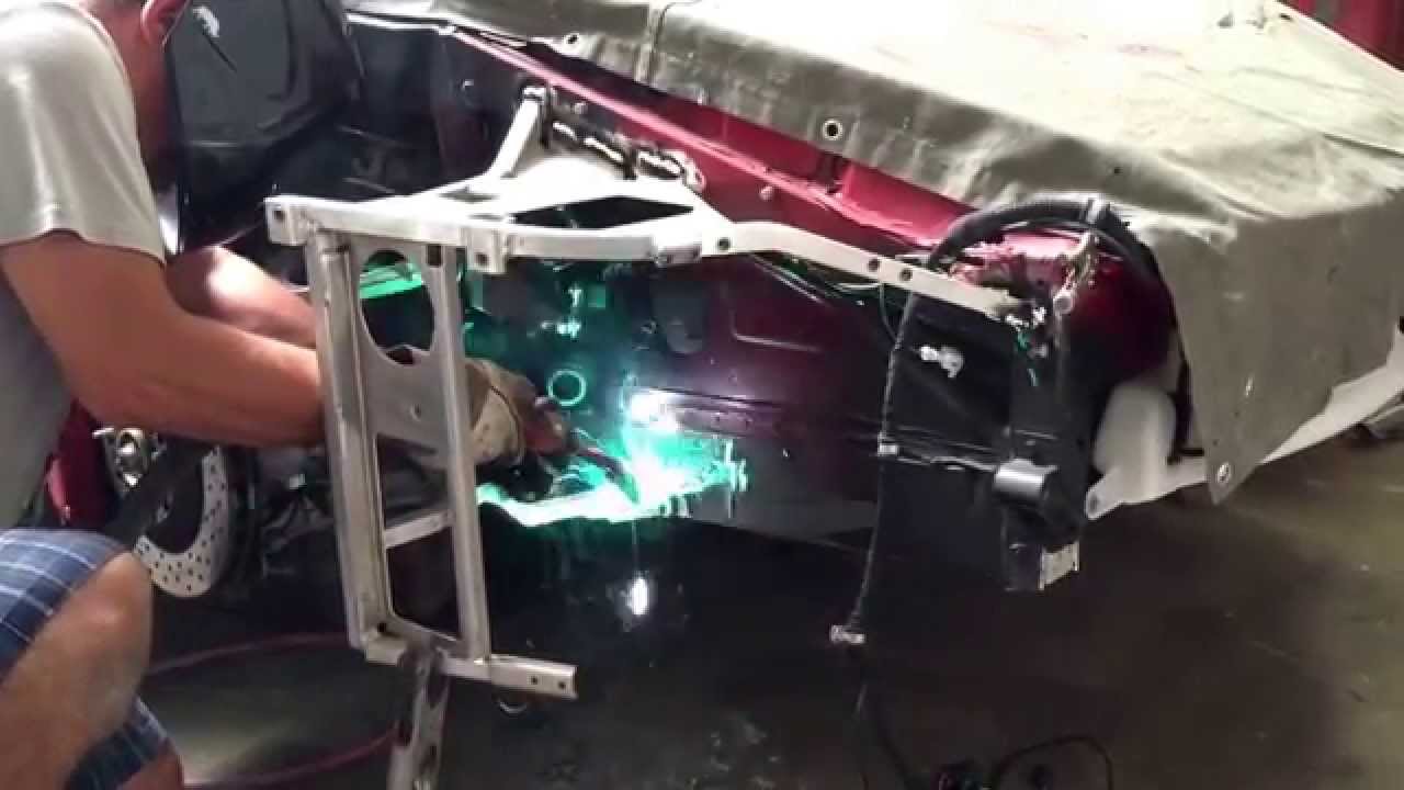 Ferrari f430 welding aluminum radiator cage. - YouTube