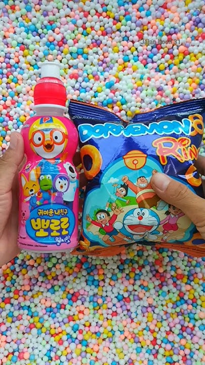mencari dan menemukan jajanan paldo pororo, doraemon ring didalam kardus - YouTube