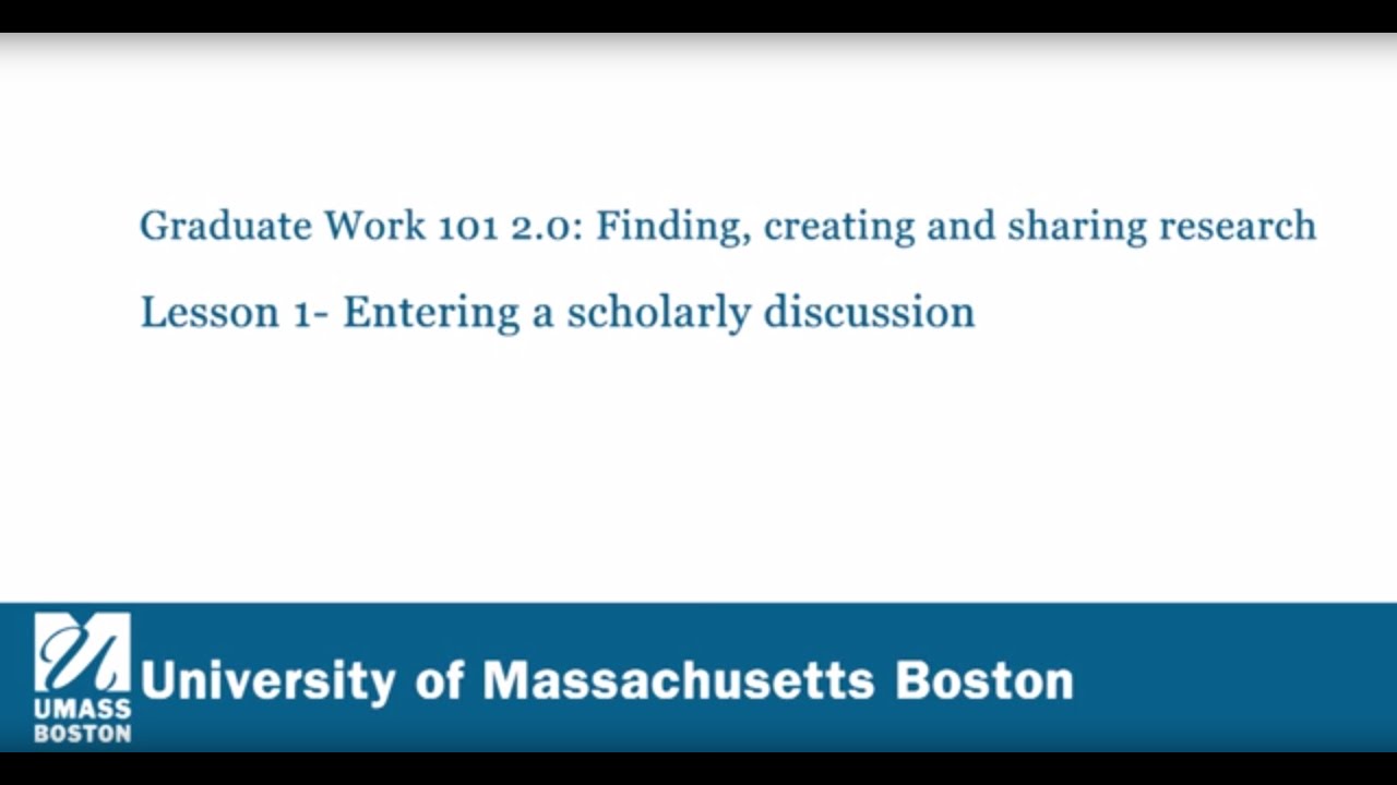 Entering a scholarly Discussion - YouTube