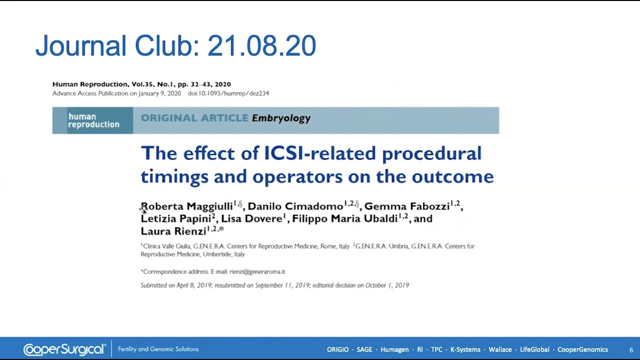 Journal Club: The effect of ICSI-related procedural timings and ...