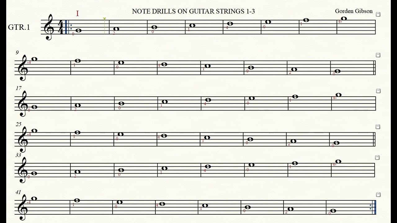 Note Drills on Guitar Strings 1-3 practice - YouTube