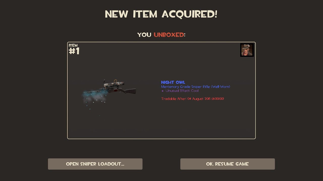 TF2- Unusual sniper rifle unboxed (cool night owl) - YouTube