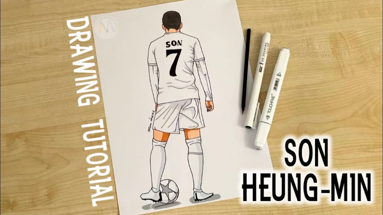How to draw Son Heung-min / How to draw a soccer player - YouTube