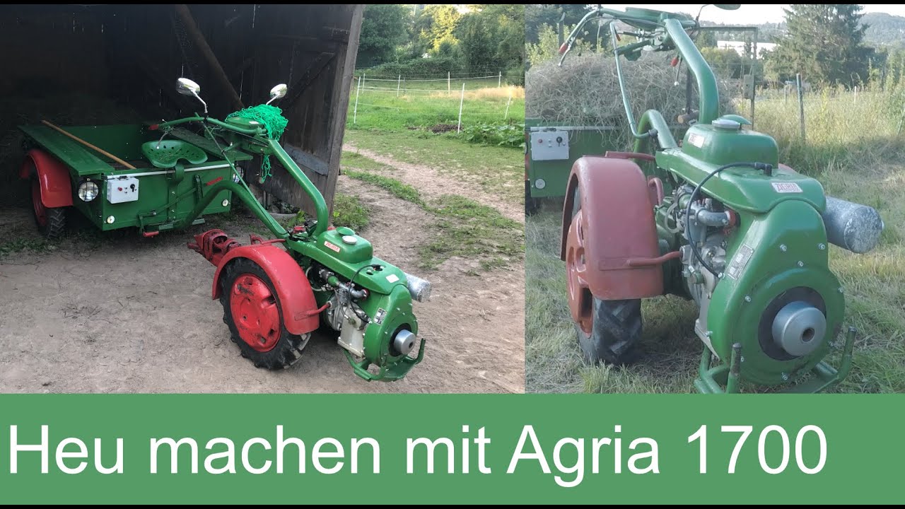 Heu machen mit Agria 1700 Balkenmäher/Einachser - YouTube