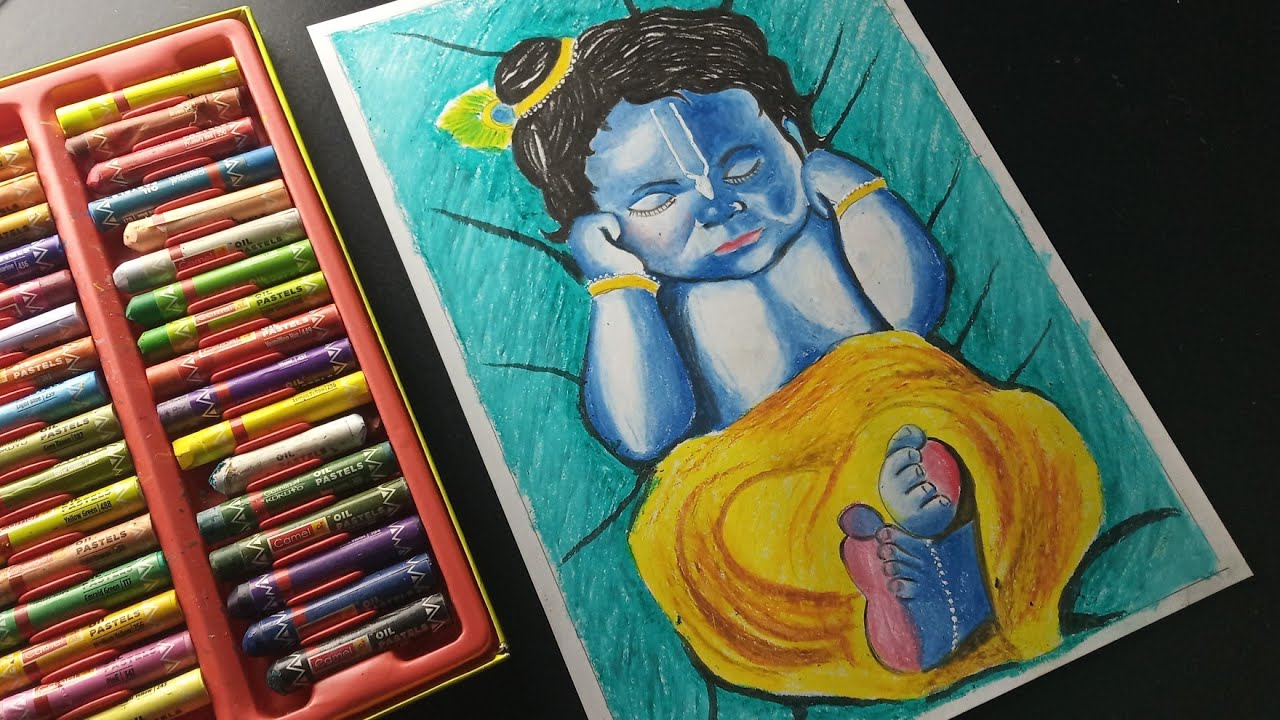 Gopal Drawing With Colour | Bal Krishna Oil Pastel Drawing 🙏 - YouTube