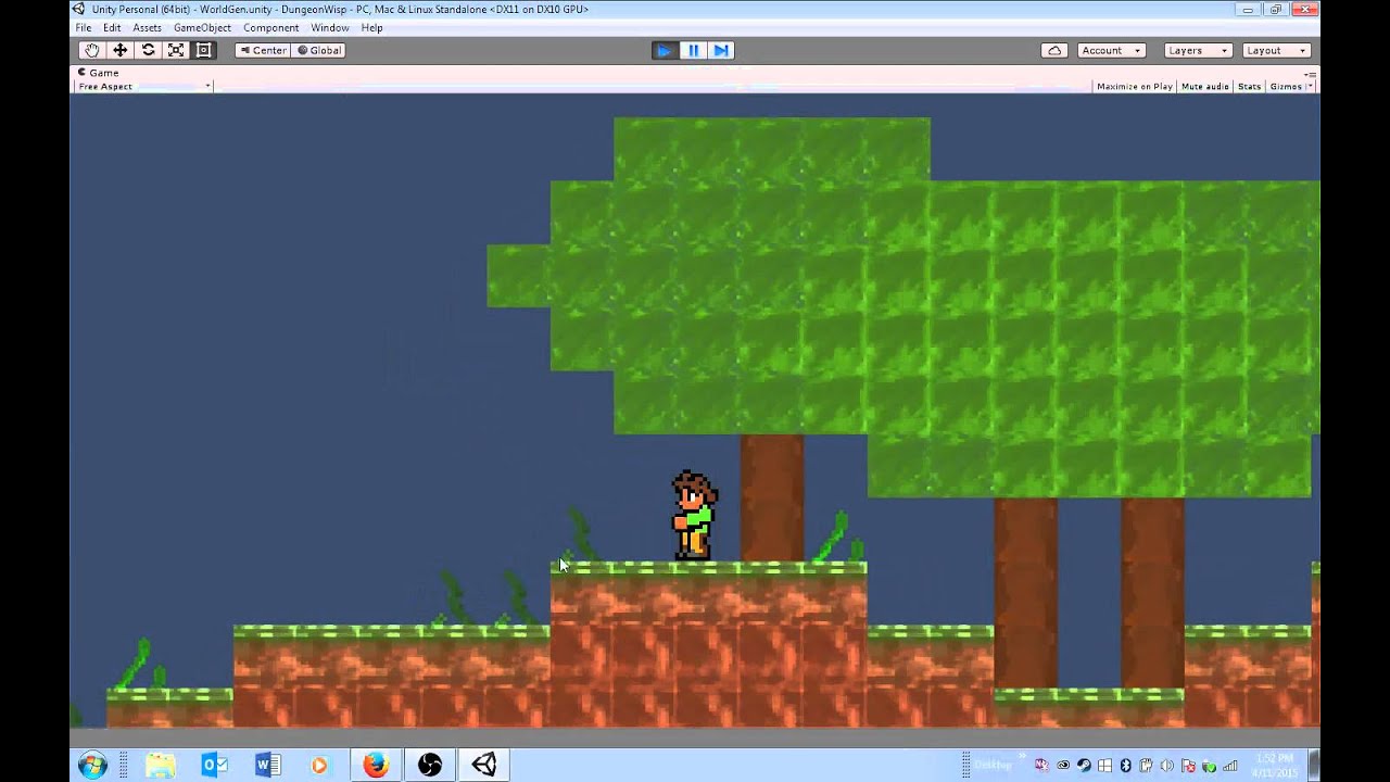 Unity2D random terraria-like terrain. - YouTube