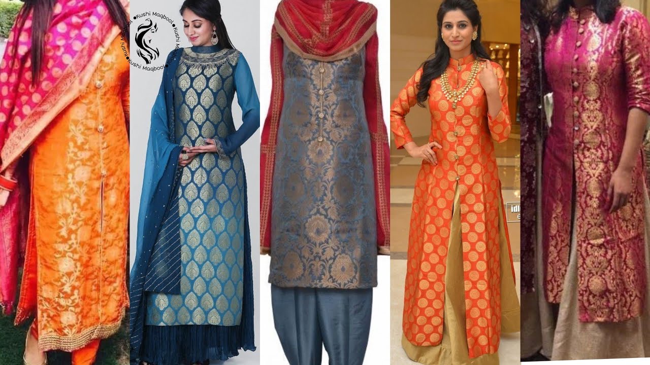 Banarasi Brocade jamawar suits and Kurti designing detail - YouTube