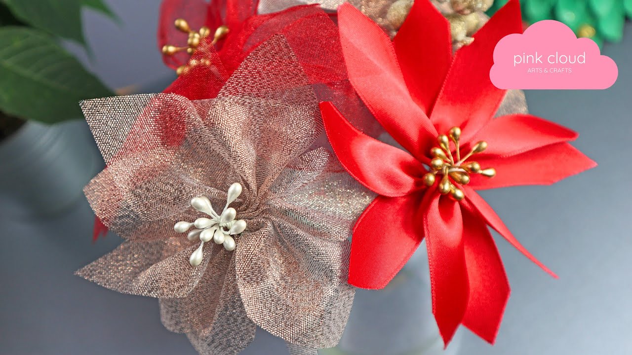 DIY Ribbon Christmas Poinsettia Bloom Flower Easy Video Tutorial Home Decor YouTube DIY Ribbon Christmas Poinsettia Bloom Flower Easy Video Tutorial Home Decor YouTube
