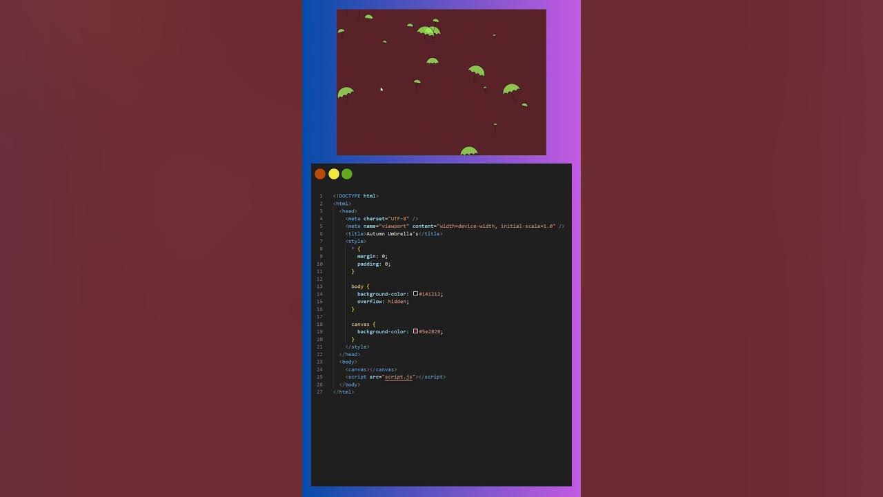 Autumn Umbrellas Using HTML CSS and JS #shorts - YouTube