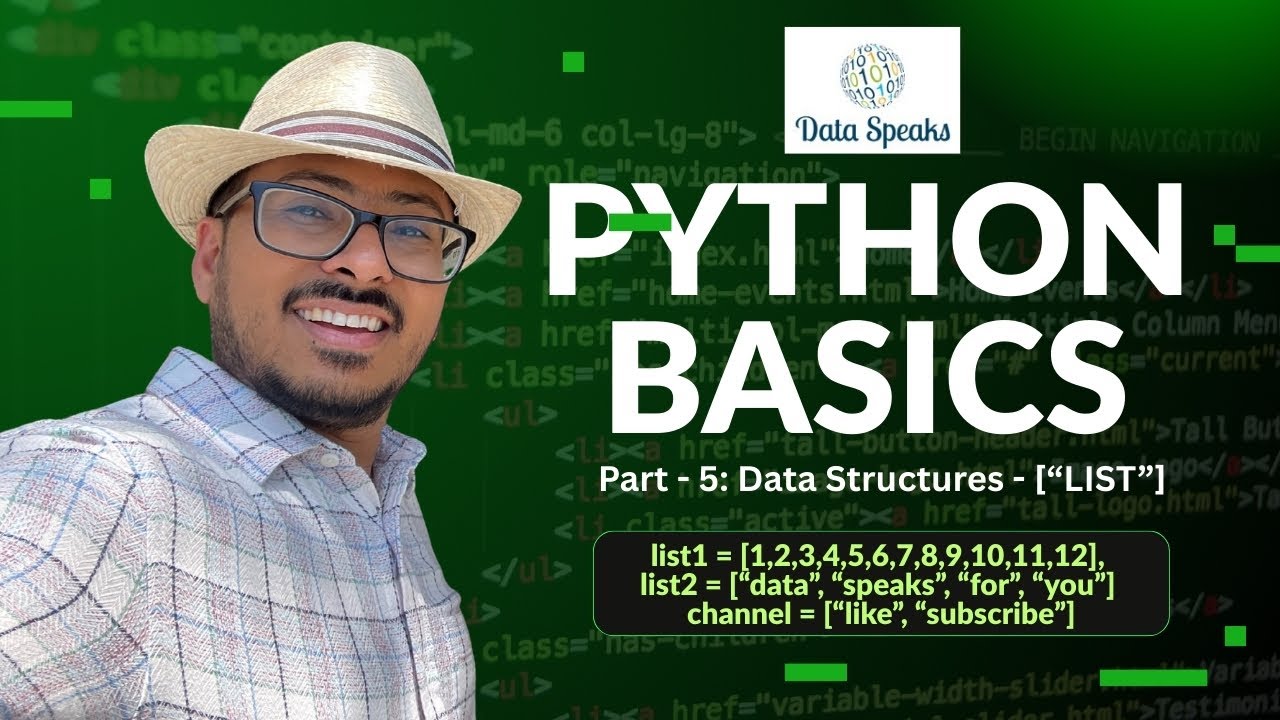 Python for Data Science (Part 5) | Data Structures - LIST | Beginner's Guide - YouTube