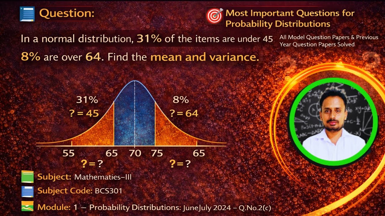 Normal Distribution | Find Mean and Variance from Given Percentages ...