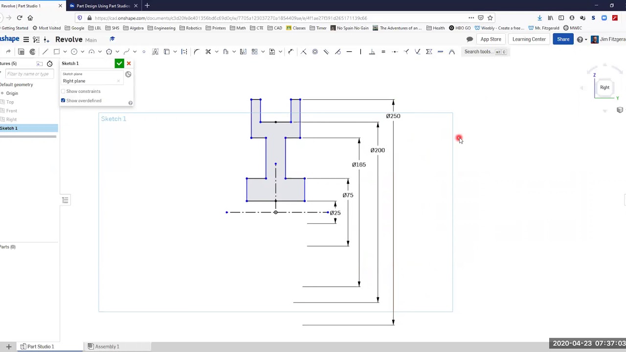 OnShape: CAD Fundamentals: Part Design Using Part Studio: Revolve - YouTube
