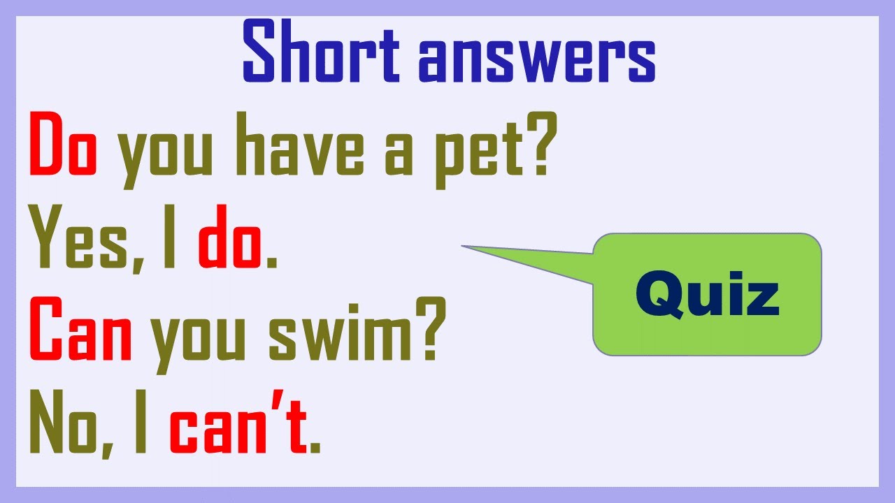English Short answers Quiz - YouTube