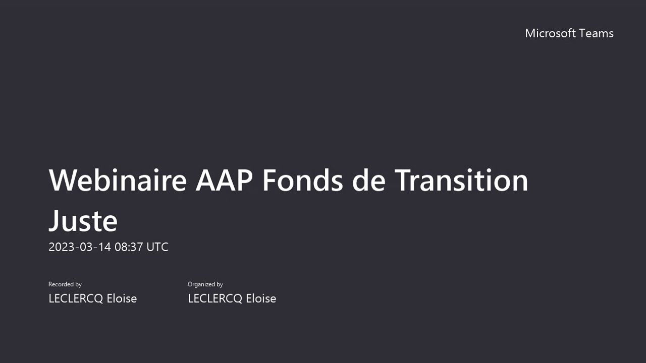 Webinaire AAP Fonds de Transition Juste - YouTube