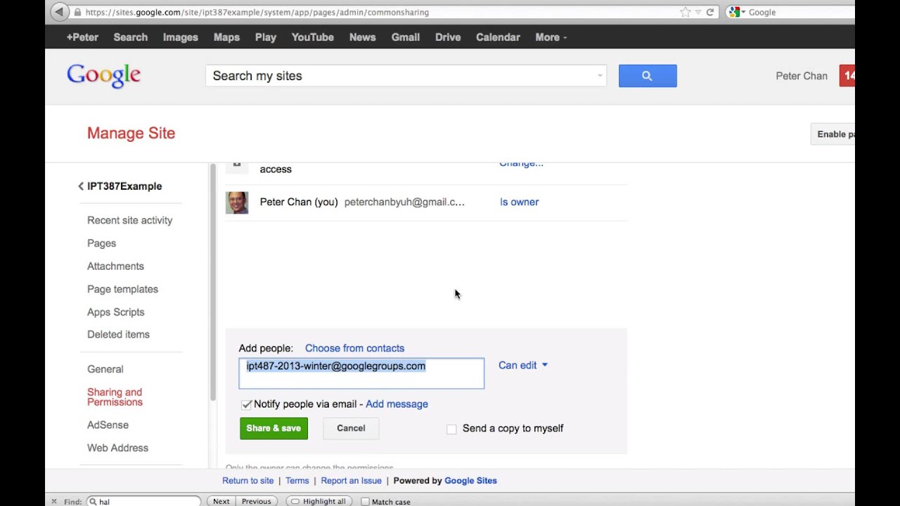 Google Sites: Setting Up a Private Site - YouTube