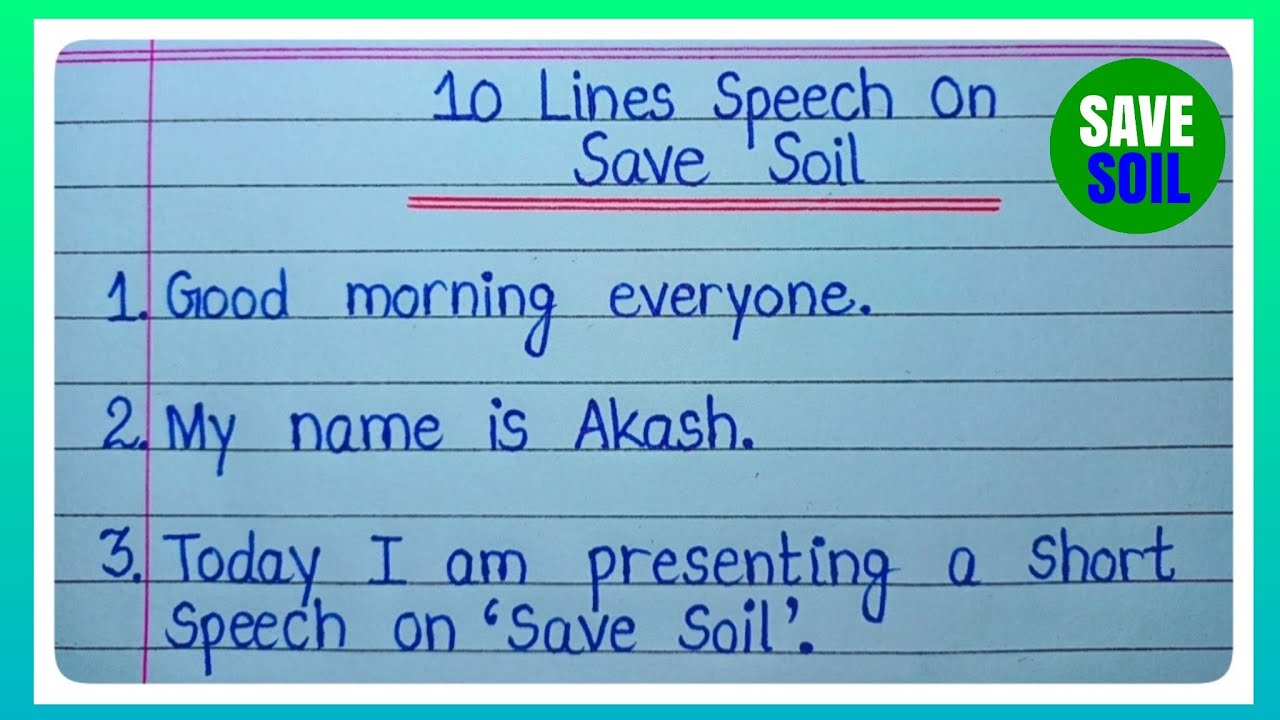 10 Lines Speech On Save Soil In English l Speech On Save Soil l Save ...