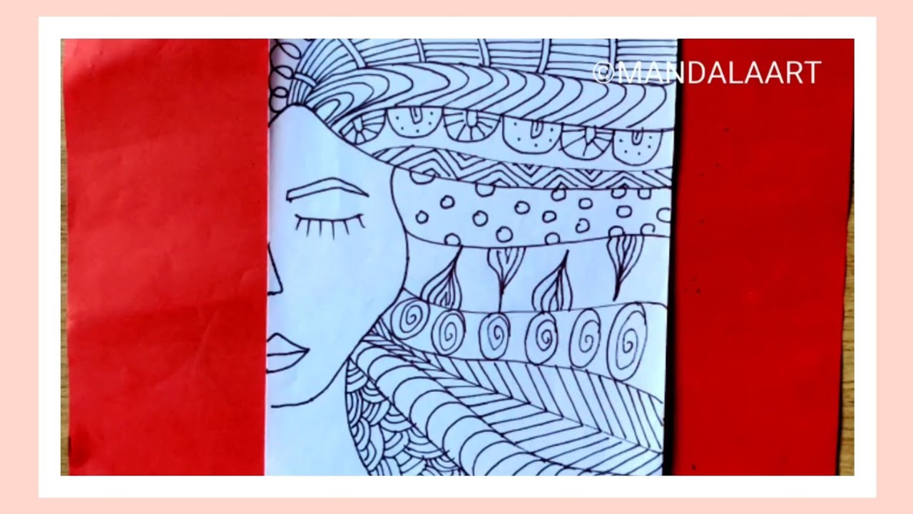 GIRL WITH BEAUTIFUL HAIR DRAWING |EASY MANDALA ART FOR BEGINNERS ...