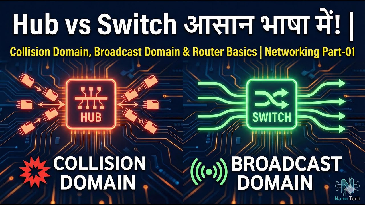 Hub vs Switch आसान भाषा में! Collision Domain, Broadcast Domain ...