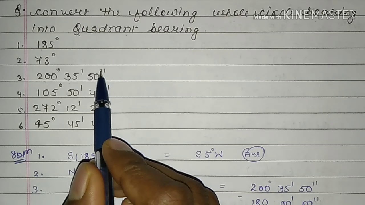 Conversation of Whole circle bearing into Quadrant bearing | Unit 2 ...