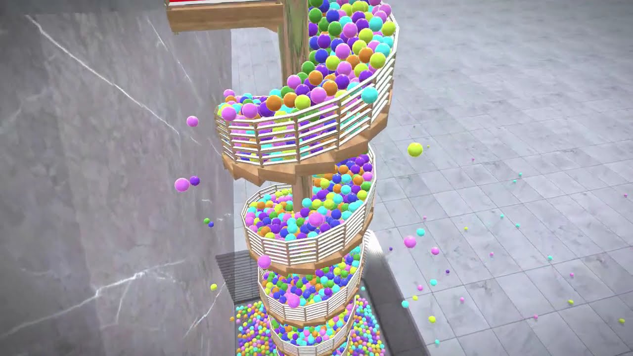 20,000 Colorfull Balls On Nice Spiral Stair. Satisfying Balls Dropping Simulation Video. - YouTube