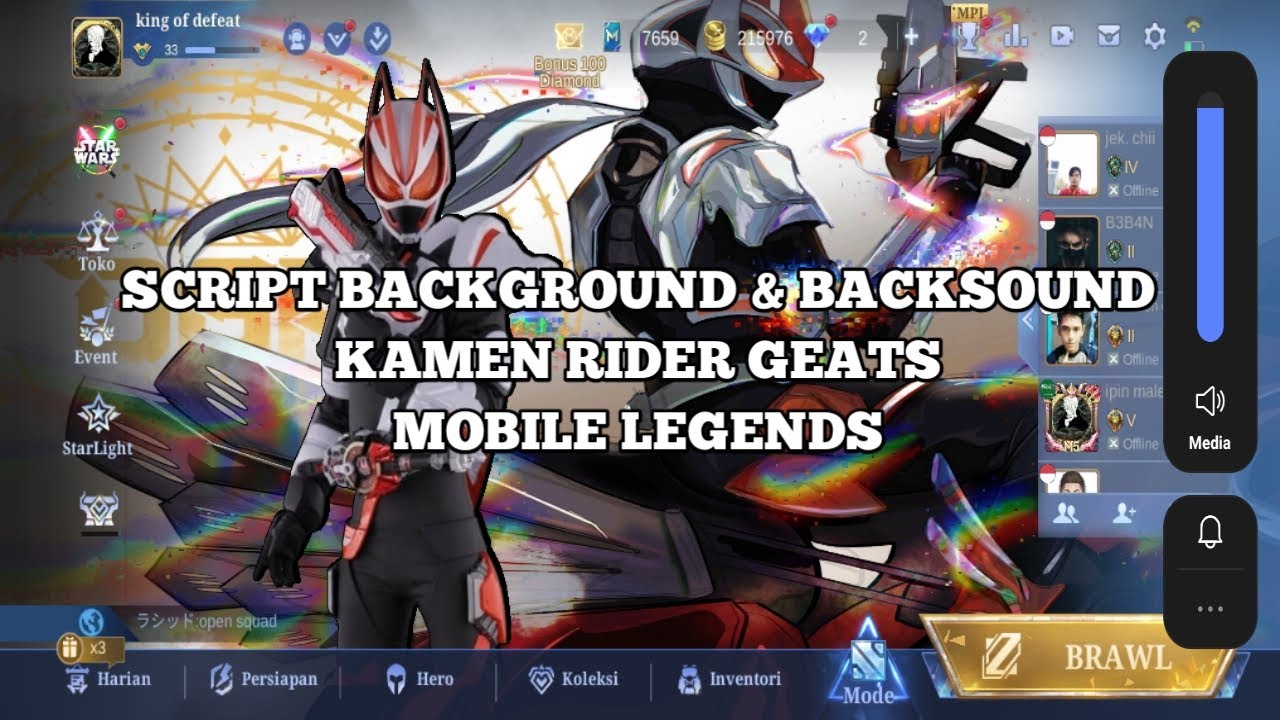 SCRIPT INTERFACE BACKGROUND & BACKSOUND LOBBY KAMEN RIDER GEATS MOBILE LEGENDS PATCH SUYOU - YouTube