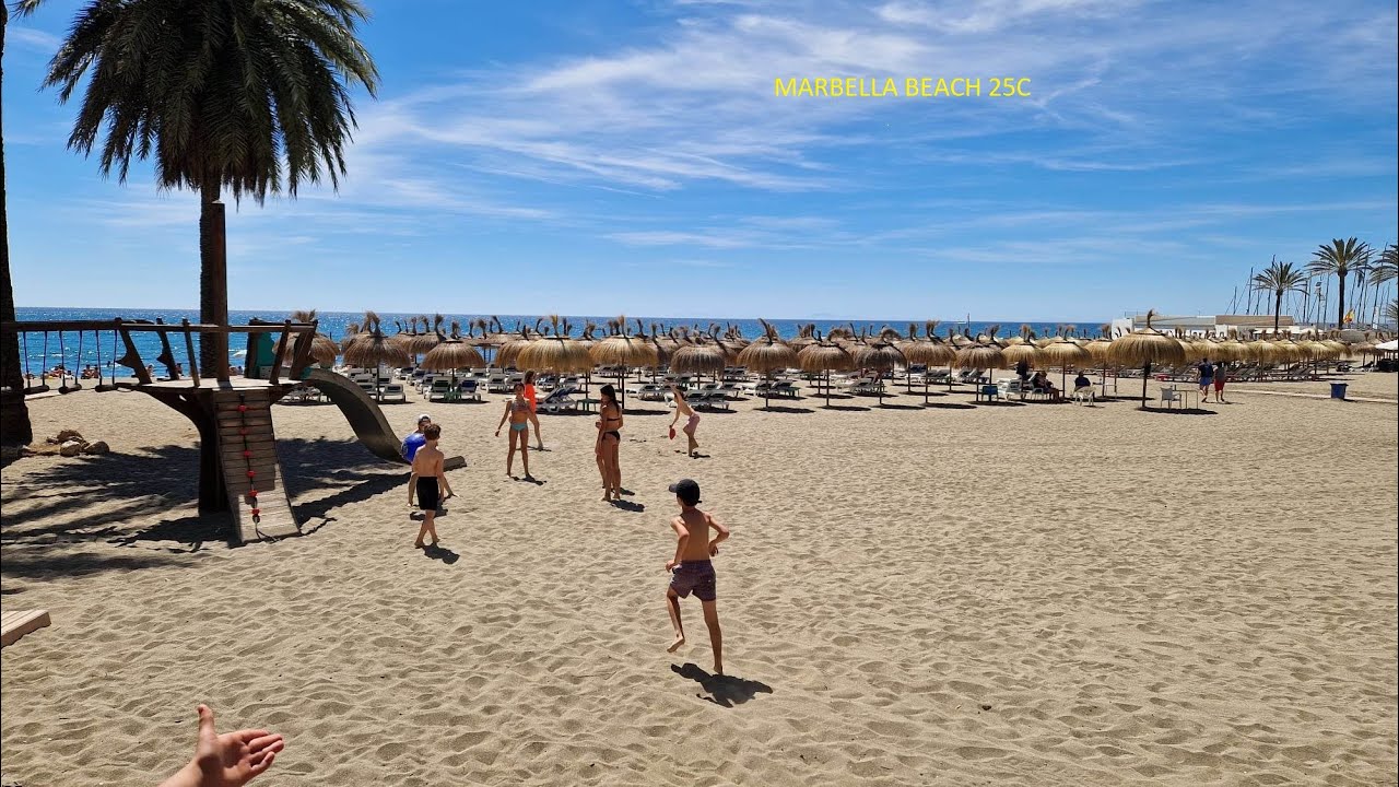 Marbella 4k walking tour beach coast marina april 24c - YouTube