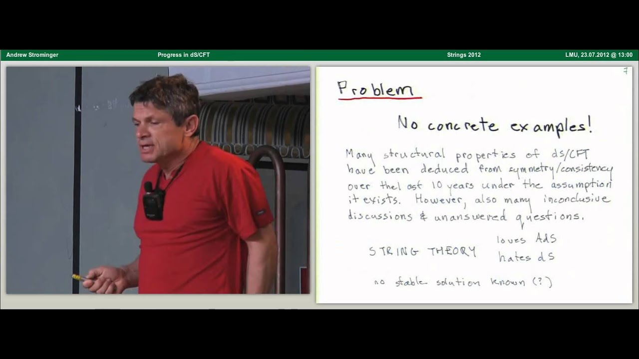 Andrew Strominger - Progress in dS/CFT - YouTube