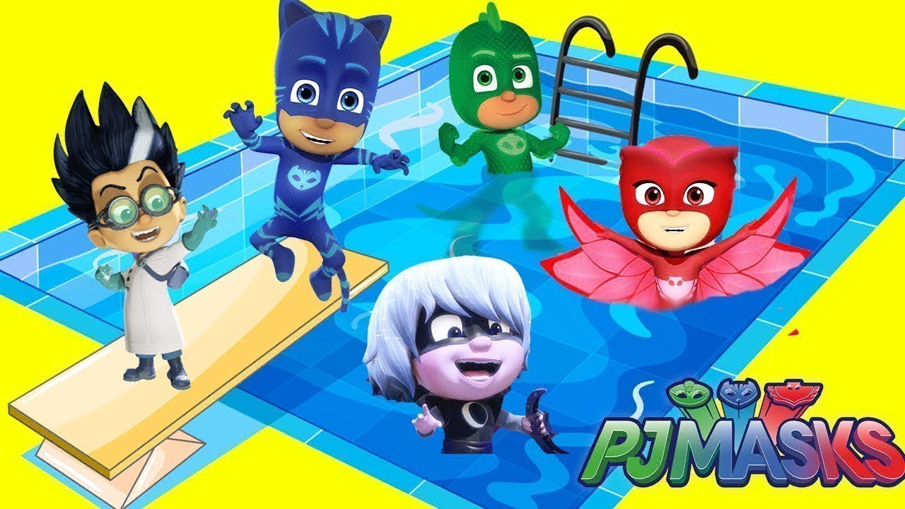 PJ Masks Swimming Pool Adventure Challenge With Friends - YouTube