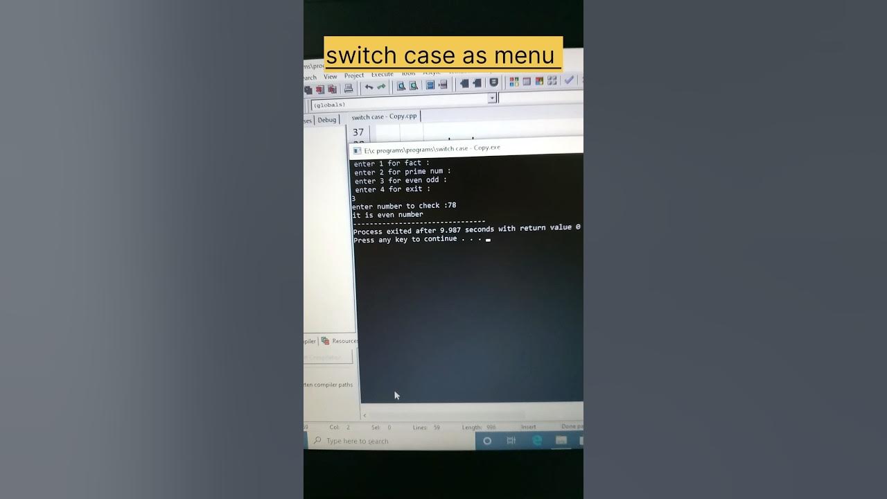 menu in switch case #switchcase #ccode - YouTube